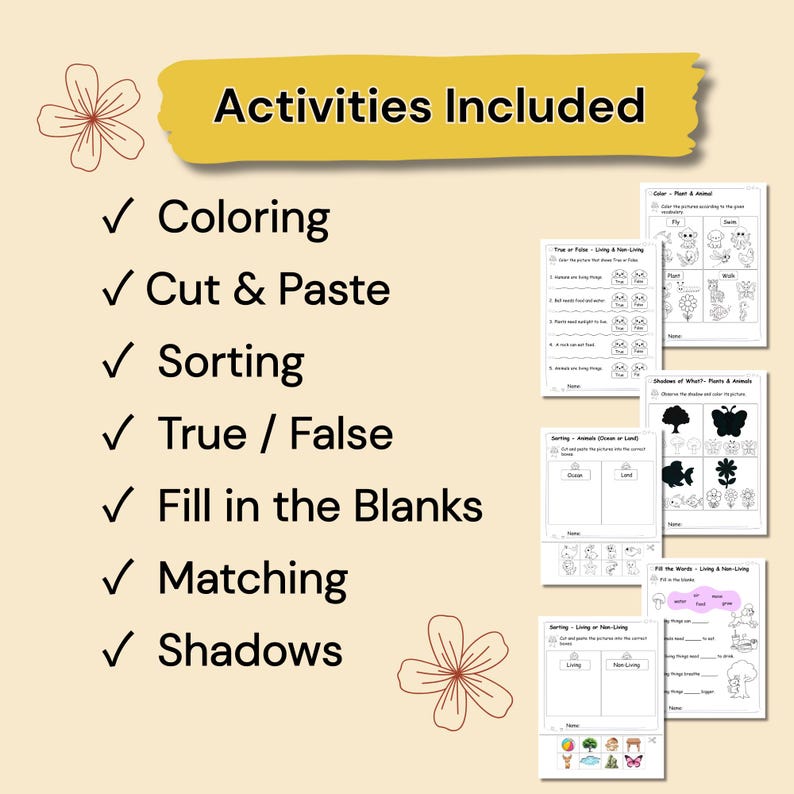 Living & Non-living Things Worksheets | Grade 1 Science | Plants and ...