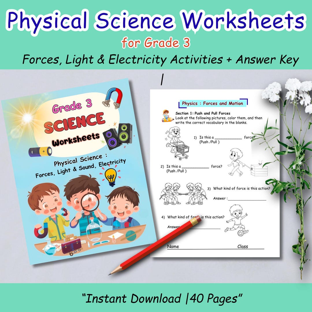 Physical Science Worksheets for Grade 3 | Forces, Light & Electricity ...