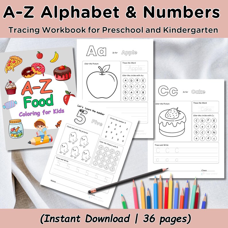 A–Z Alphabet & Numbers Tracing Worksheets for Kids | Learn to Write ...