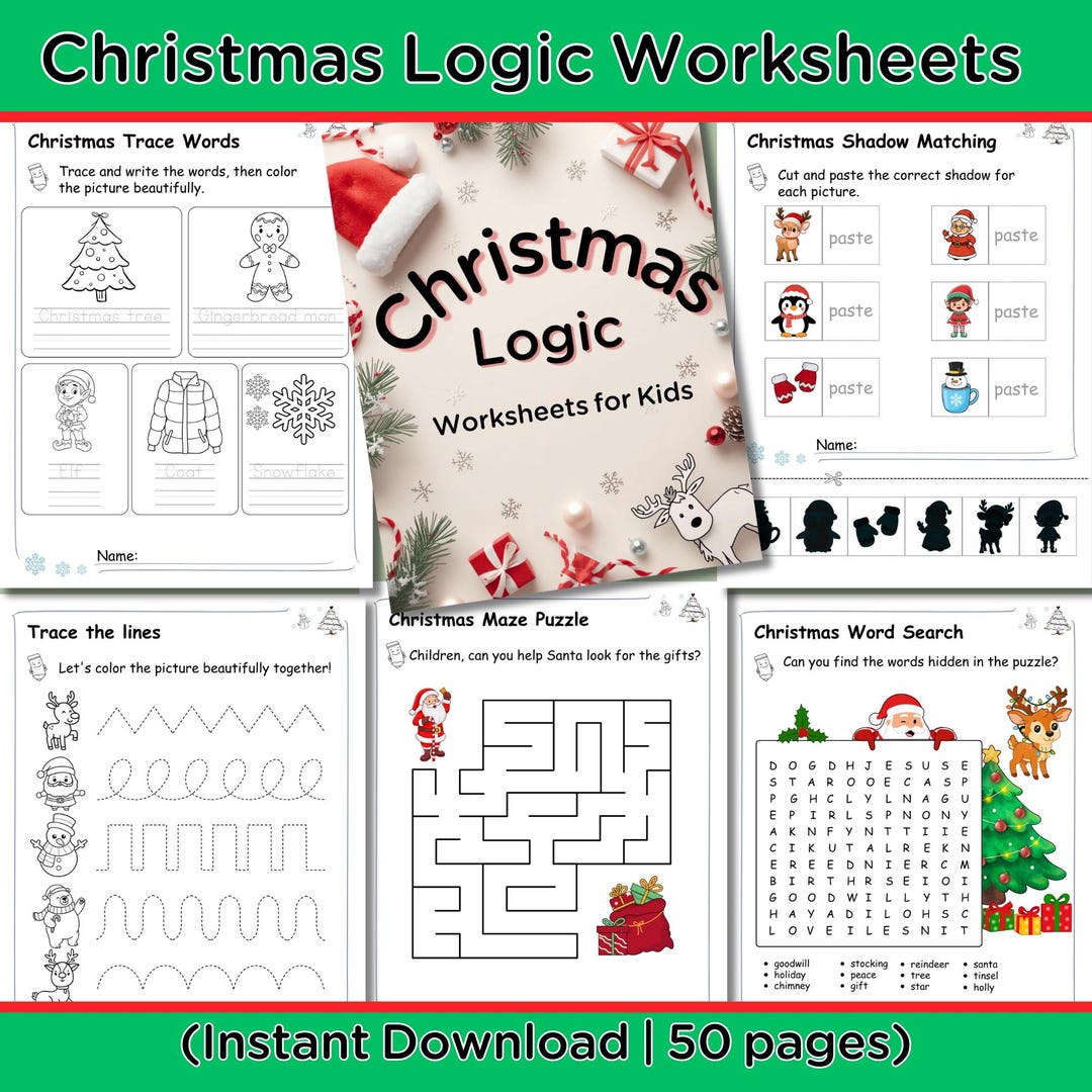 Christmas Logic Worksheets for Kids | Visual Thinking & Problem Solving ...