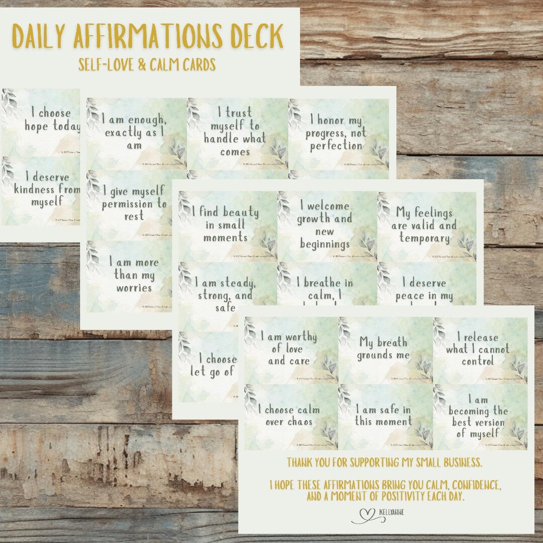 Daily Affirmation Cards – Positive Self-talk Printables for Kids, Teens ...