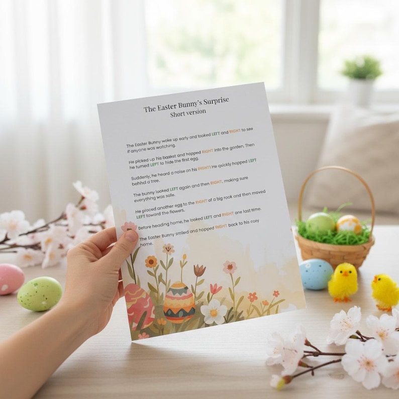 Easter Left Right Game | Kids Party Activity, Short & Long Stories ...