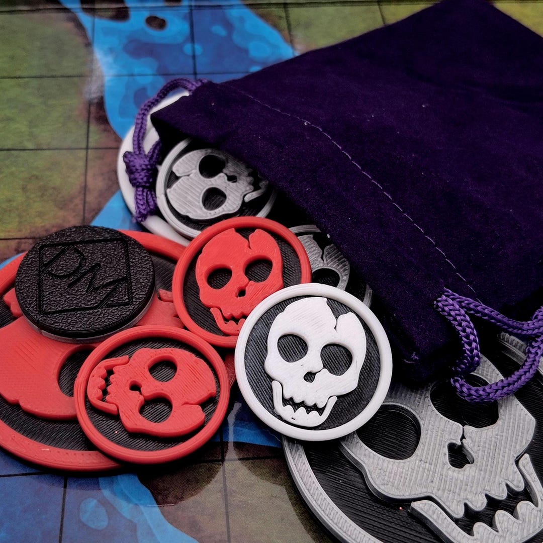 Dnd Monster Tokens | Skull | 3D Printed | TTRPG Battle Markers | Enemy ...
