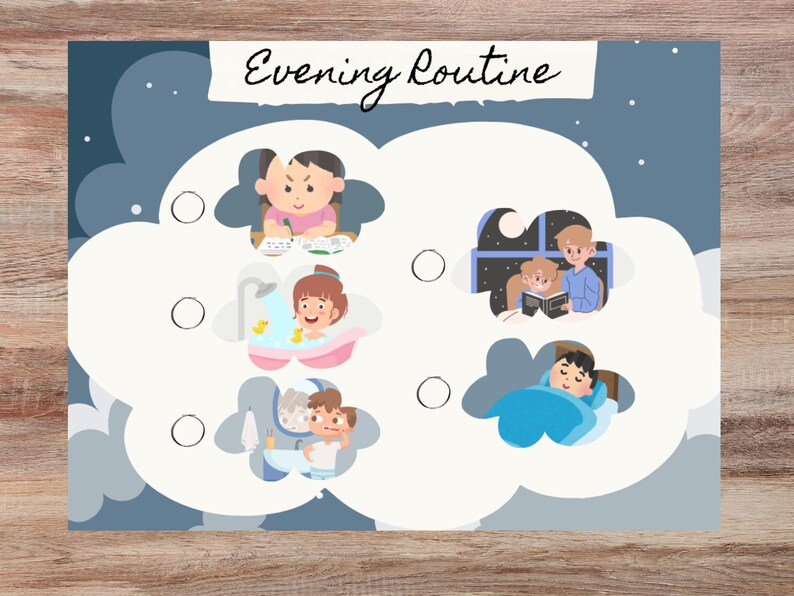 Printable Evening Routine Chart for Kids | Illustrated Bedtime ...
