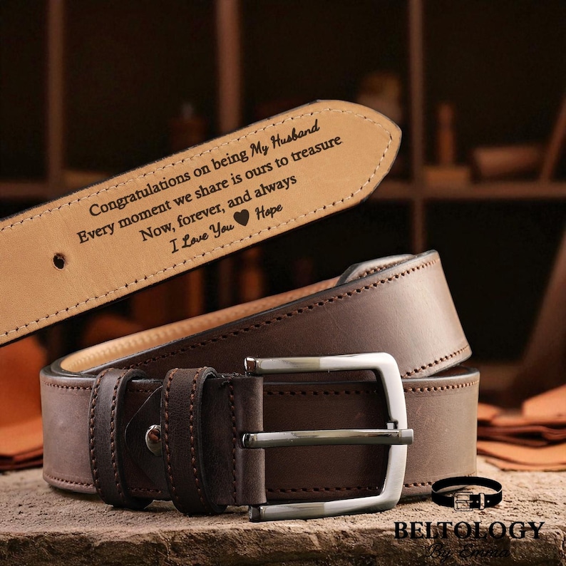 Personalized Leather Belt for Anniversary - Handcrafted Custom Belt for ...