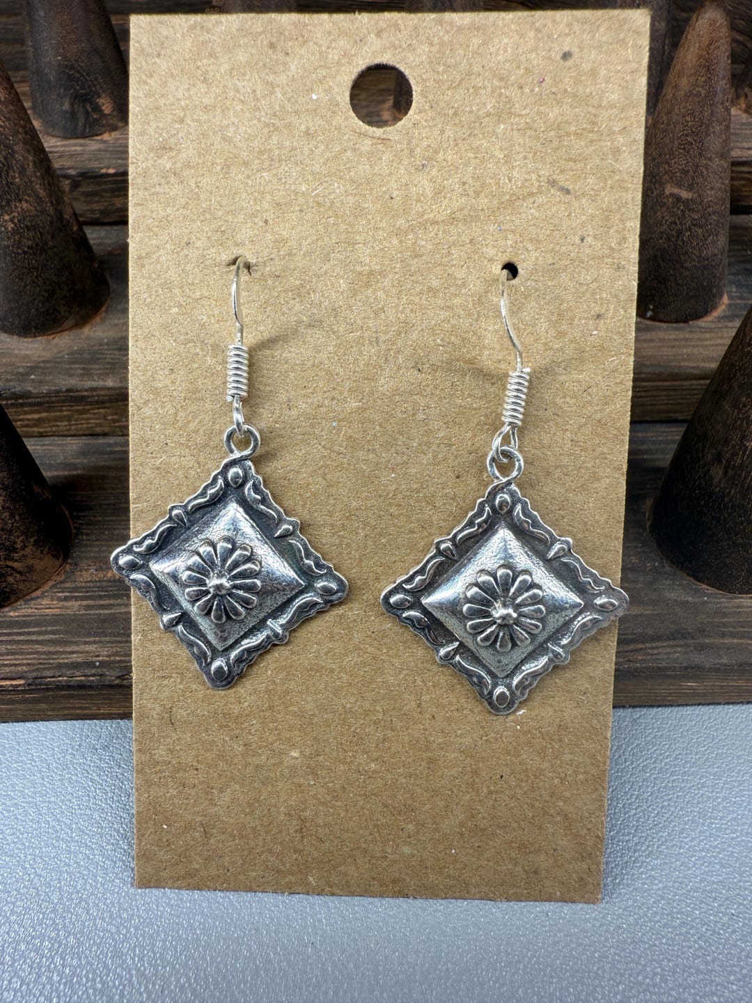 Native American Sterling Silver Concho Dangle Earrings - Etsy