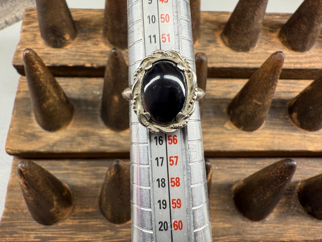 Apache Tear and Sterling Silver Ring Sz 7 - Etsy