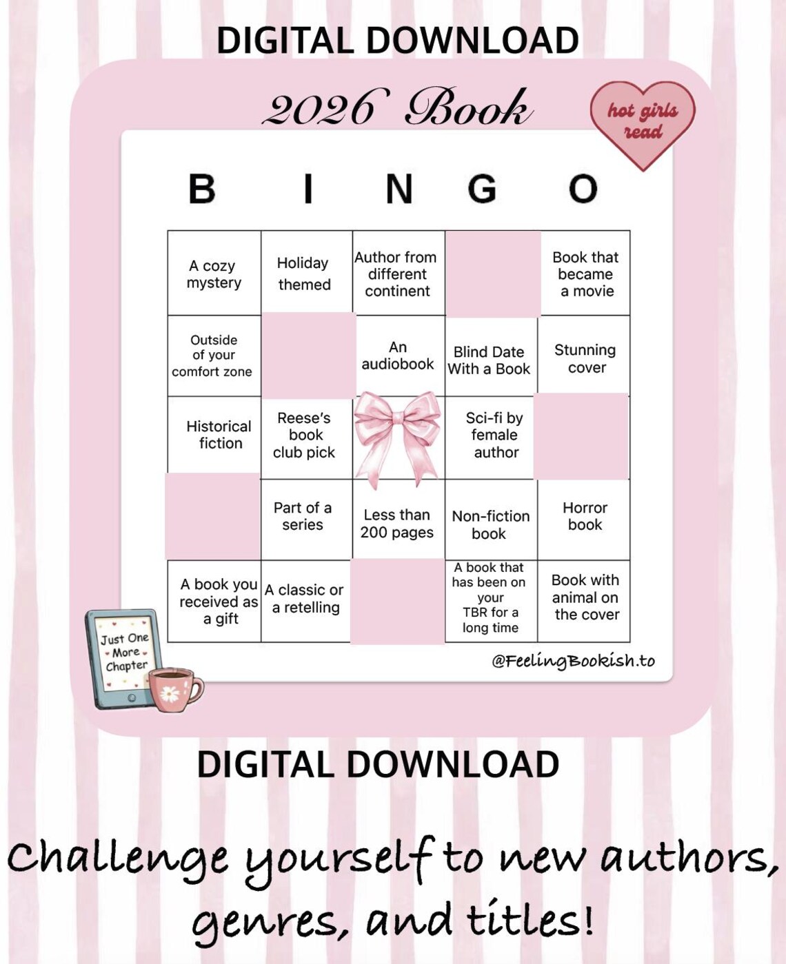 2026 Book Bingo Card | Reading Challenge | Book Lover Gift | Reader ...