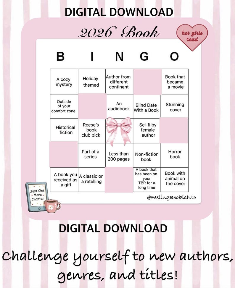 2026 Book Bingo Card | Reading Challenge | Book Lover Gift | Reader ...