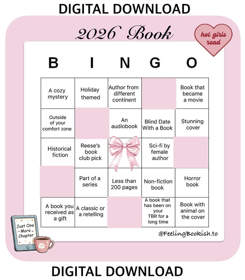 2026 Book Bingo Card | Reading Challenge | Book Lover Gift | Reader ...