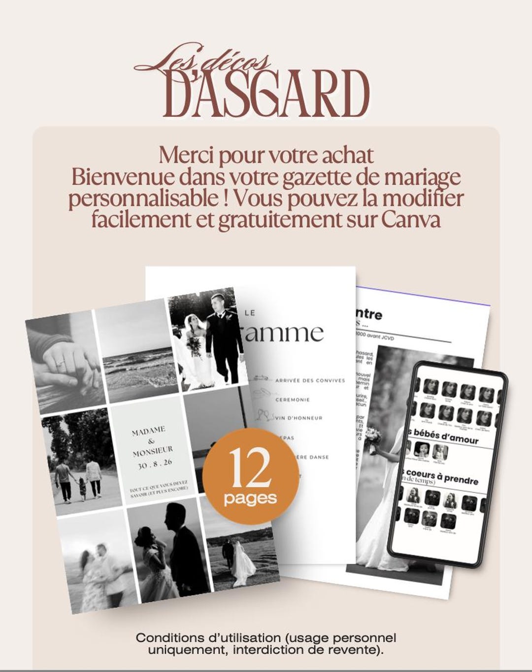 Customizable Canva Wedding Gazette | Printable PDF Wedding Booklet ...