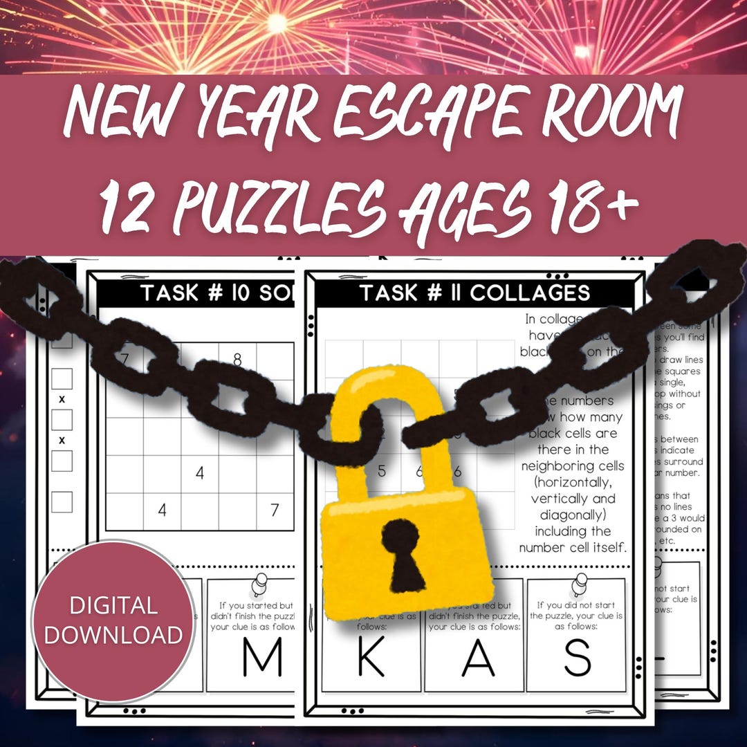 New Year Escape Room Adults, Murder Mystery Escape Game, Holiday Escape ...