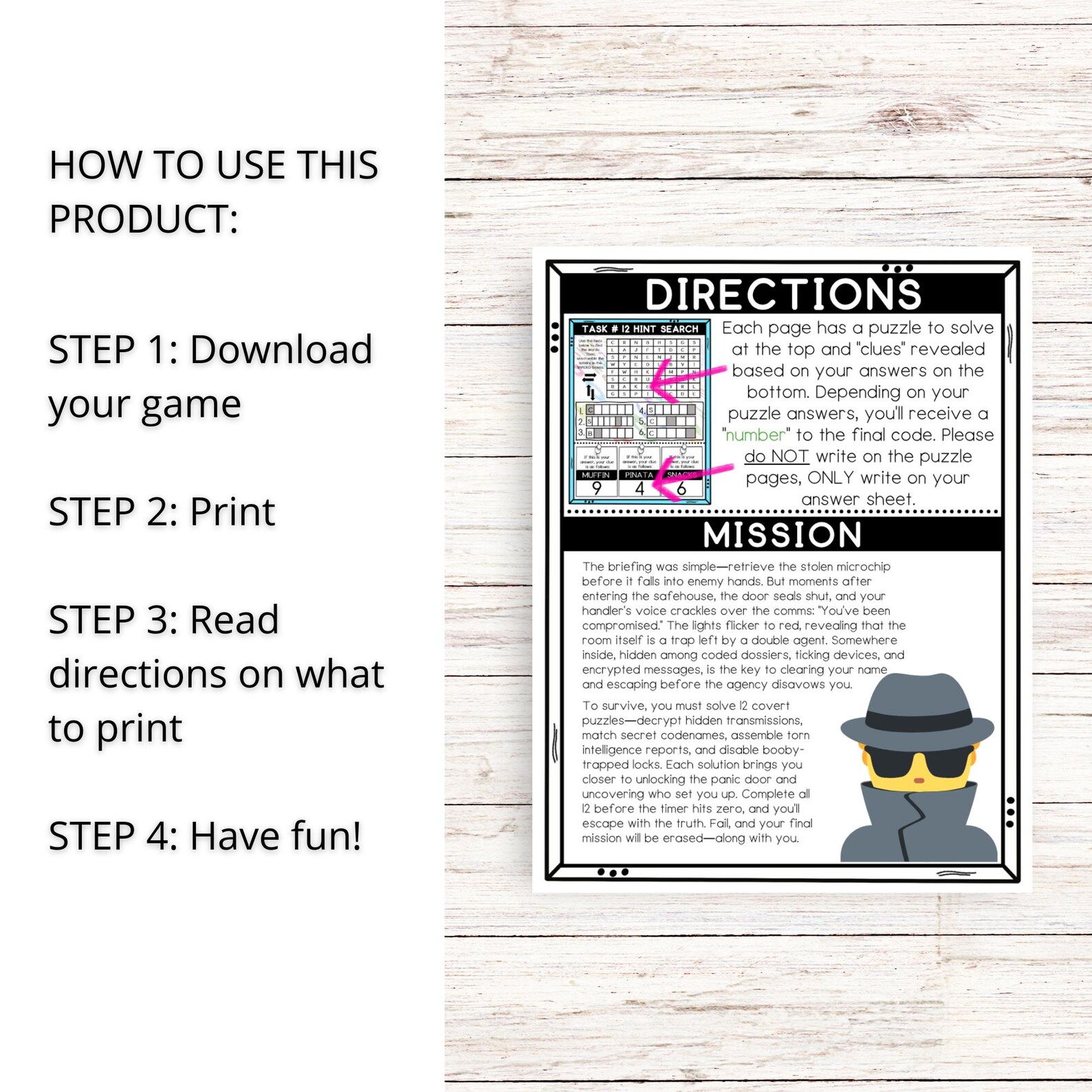 Spy Escape Room Adults, Secret Agent Spy Escape Room Printable, Secret ...