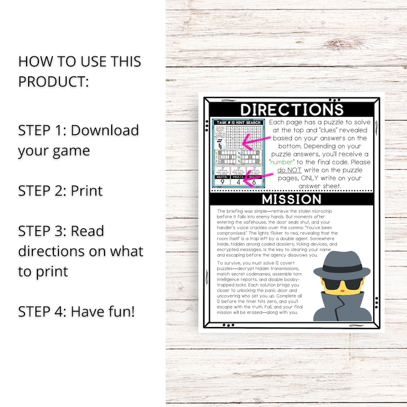 Spy Escape Room Adults, Secret Agent Spy Escape Room Printable, Secret ...