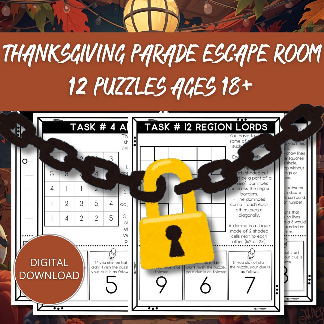Thanksgiving Escape Room Games, Printable Escape Room Adults Group ...