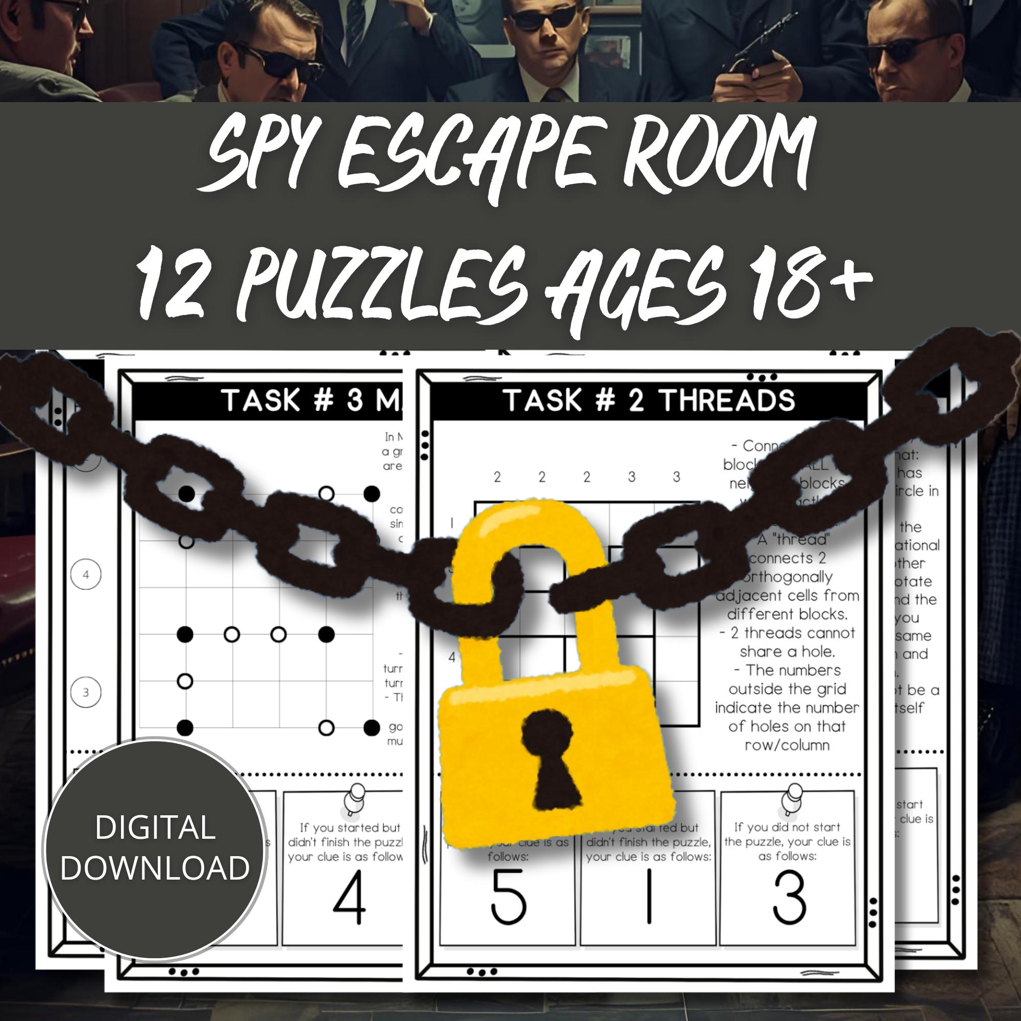 Spy Escape Room Adults, Secret Agent Spy Escape Room Printable, Secret ...