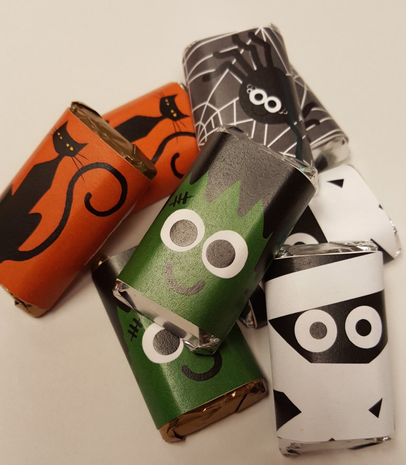 INSTANT DOWNLOAD Diy Halloween Party PRINTABLE Mini Candy Bar Wrappers ...