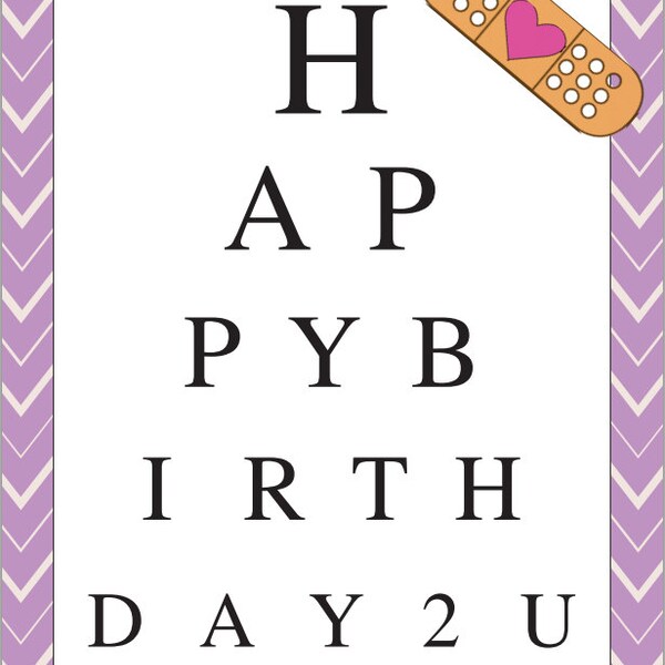 Happy Birthday Eye Chart - Etsy