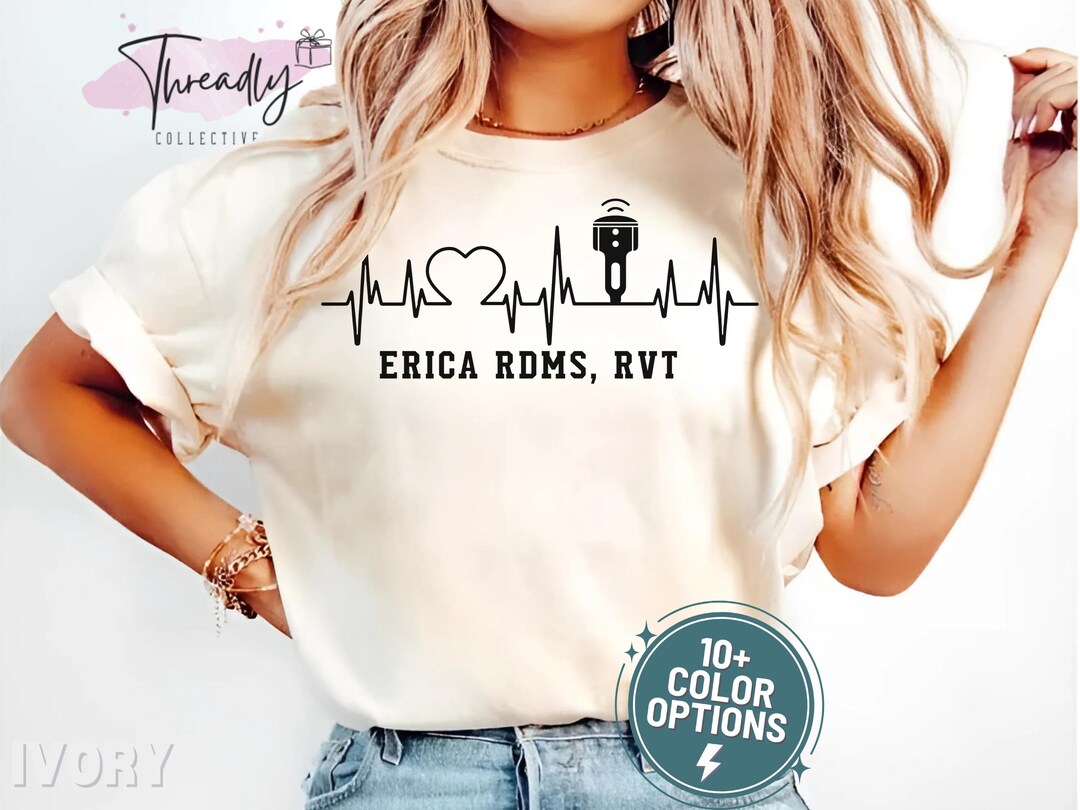 Custom RDMS RVT T-shirt, Ultrasound Tech Tee, Heartbeat Design, Medical ...