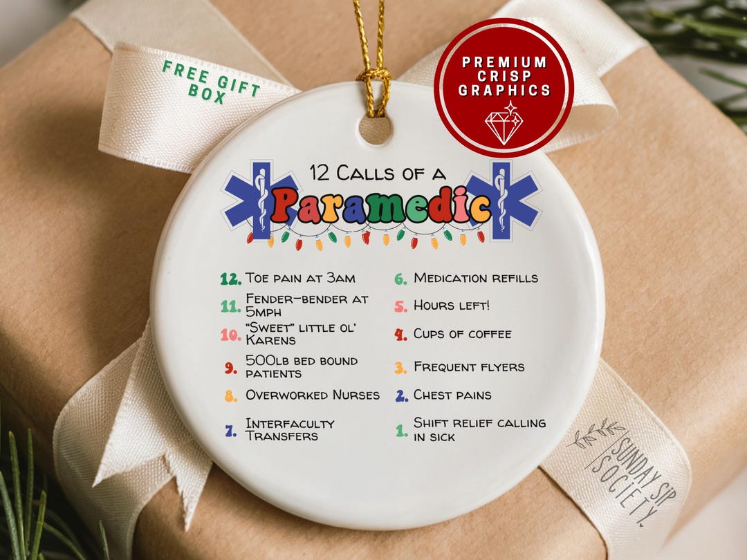 12 Days of Paramedic Calls Christmas Ornament Gift for EMS Paramedic ...