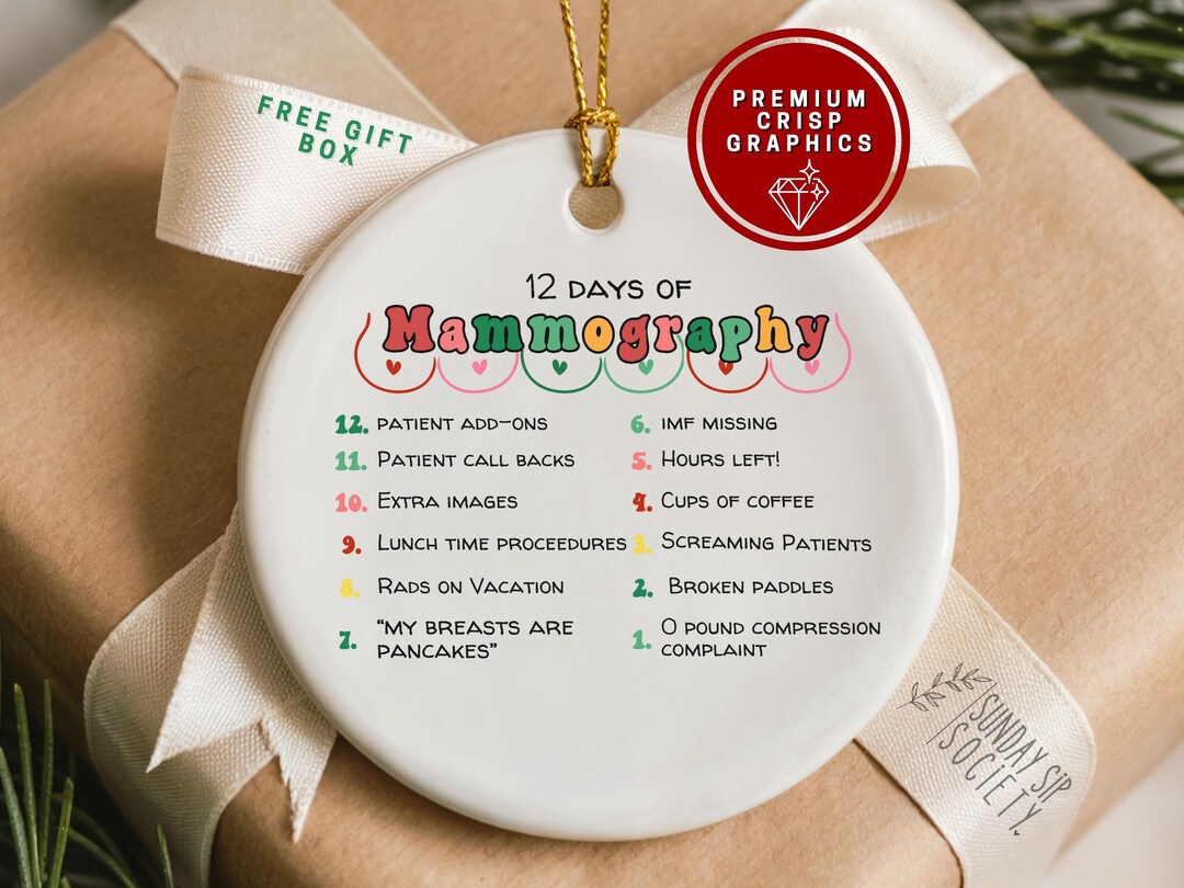 Mammography 12 Day of Christmas Ornament Gift for Mammo Tech ...