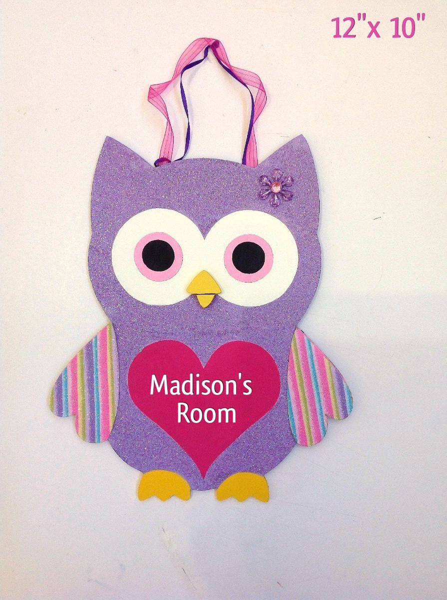 Owl door hanger owl decor girls room signs kids door signs | Etsy