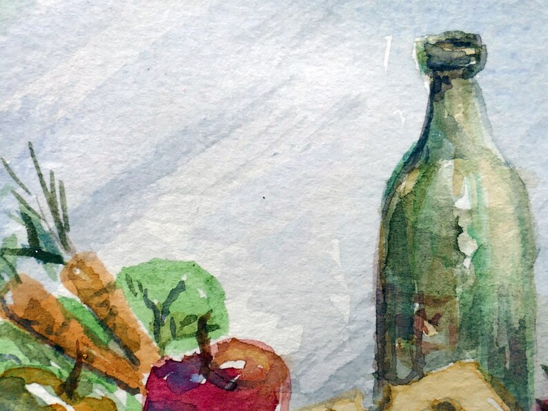 Still Life Food Impressionism Watercolor Painting | Etsy