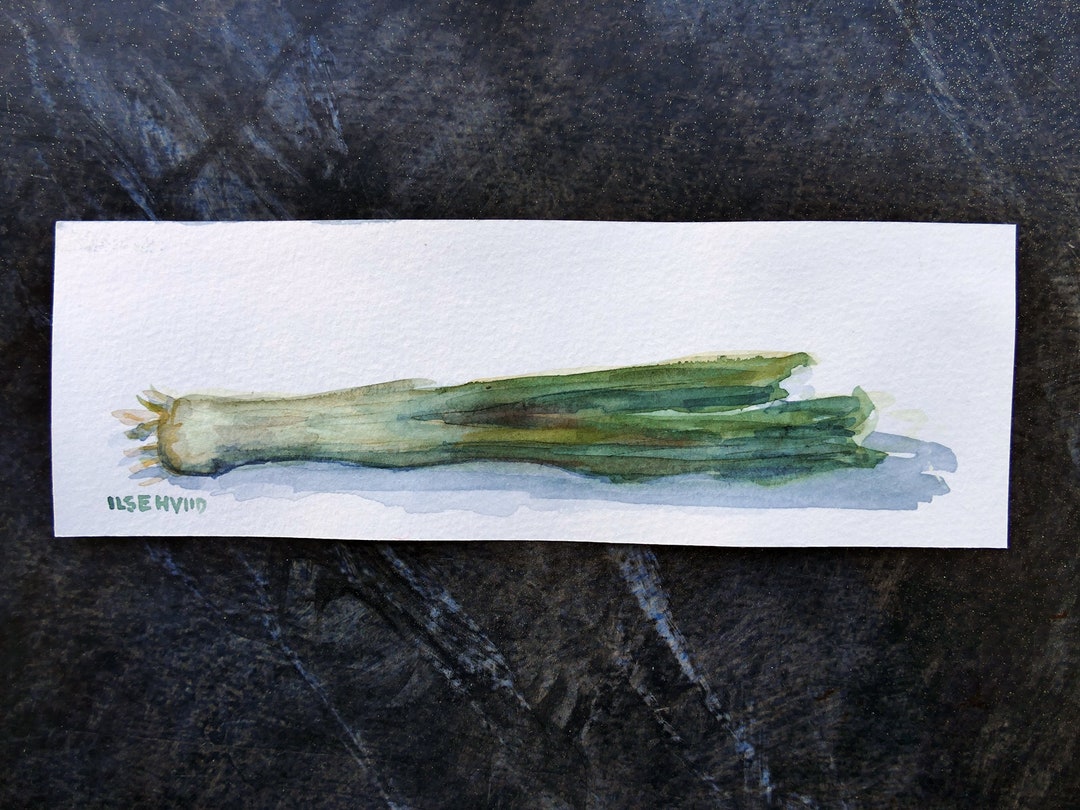 Leek Watercolor Painting: Original Veggie Bookmark, Dolls House Art - Etsy