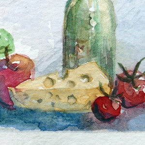 Still Life Food Impressionism Watercolor Painting | Etsy