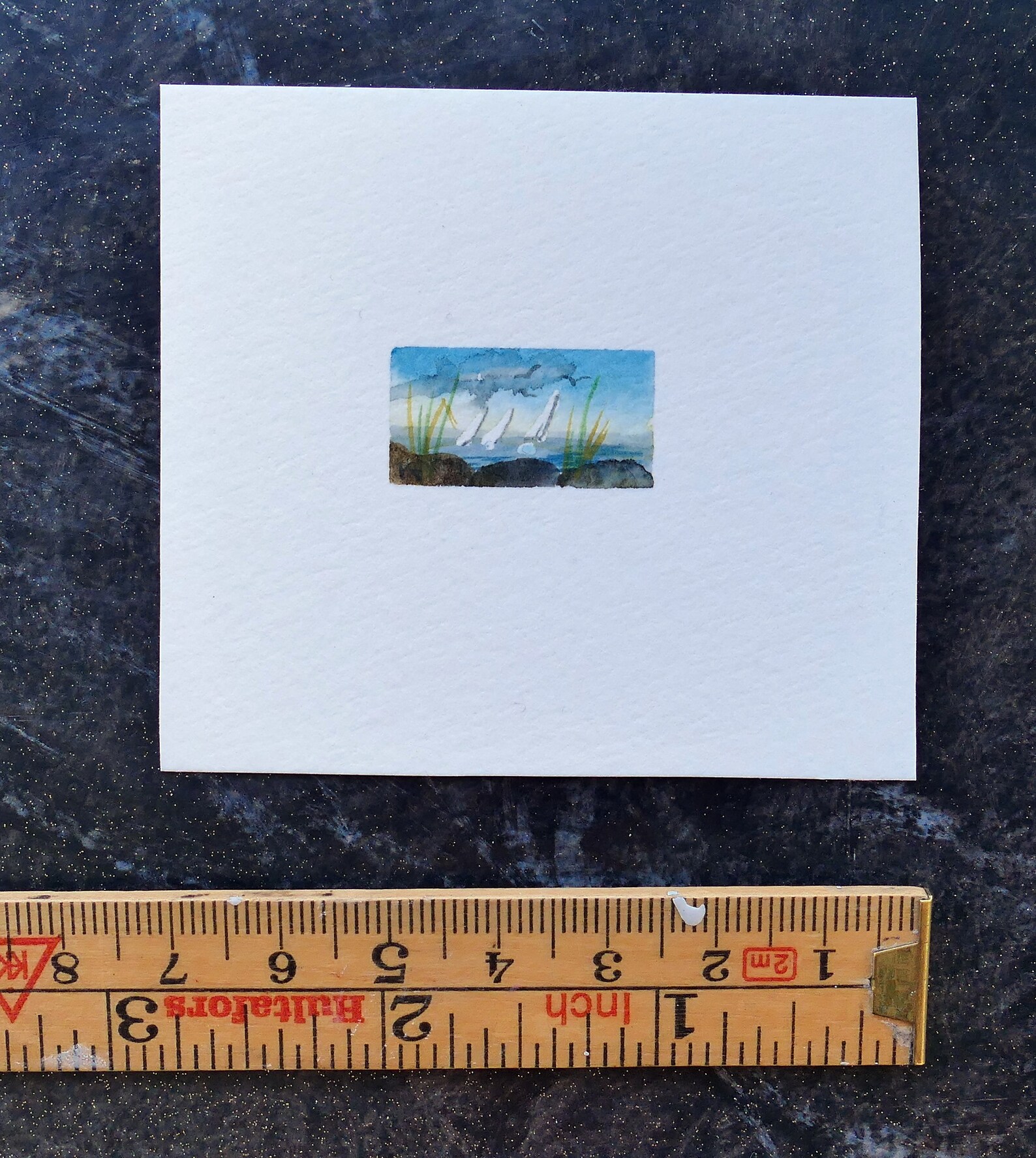 Miniature Seascape Watercolor Painting, Tiny Art by Ilse Hviid, Dolls ...