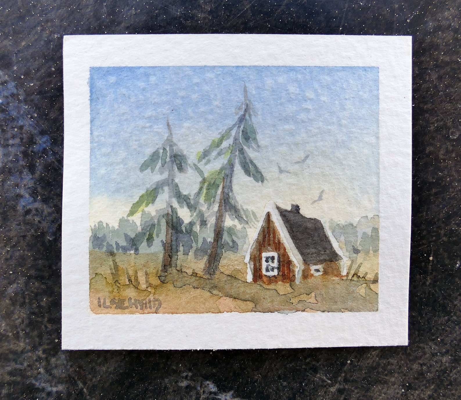 Original Miniature Watercolor Landscape Painting Small Red - Etsy