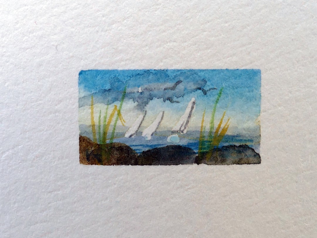 Miniature Watercolor, Landscape Painting, Dolls-house Painting, Mini ...