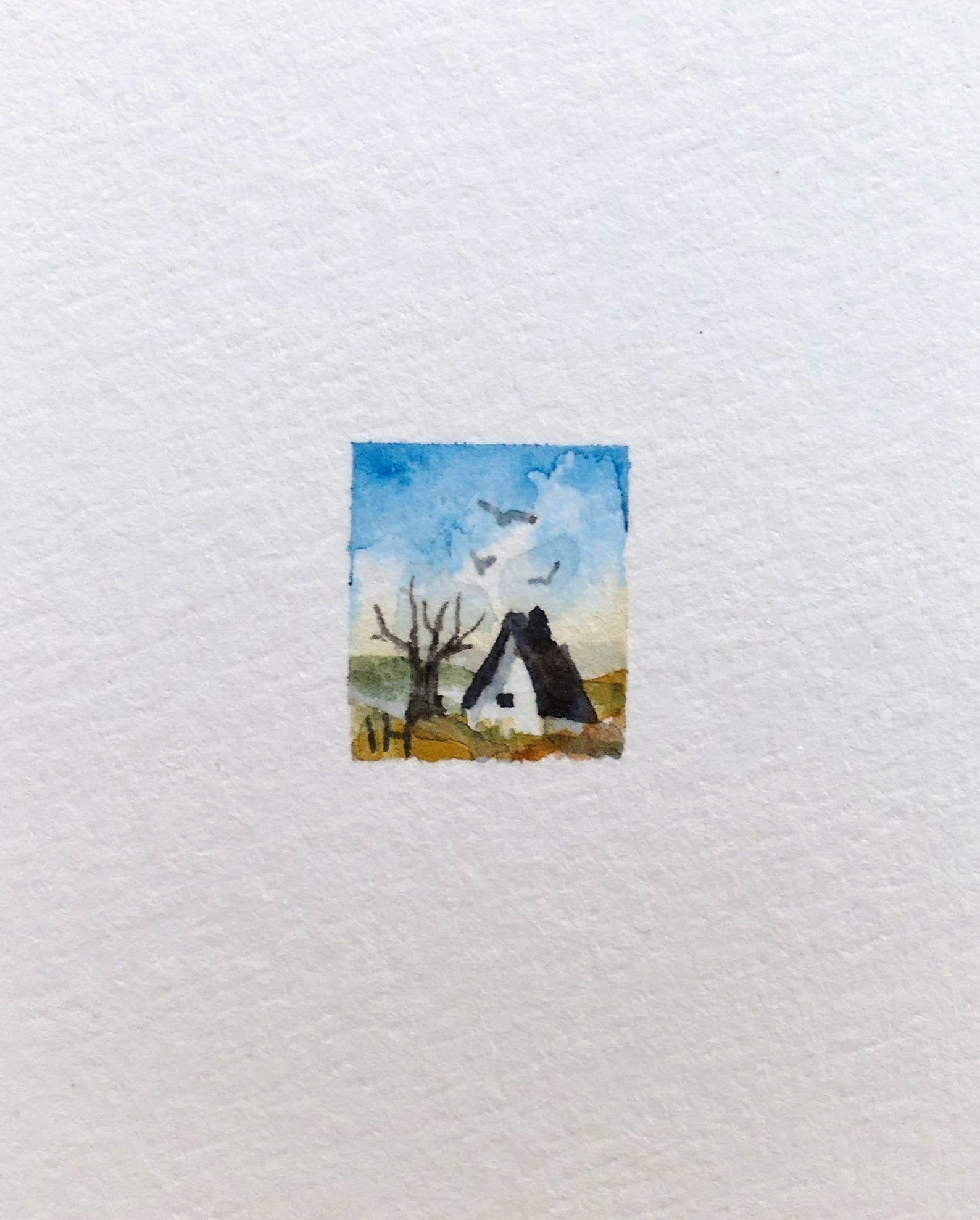 Original Miniature Watercolor Landscape Painting Small White - Etsy