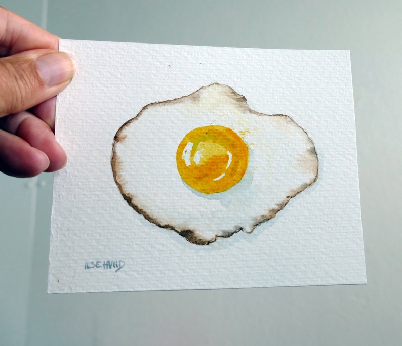 Still Life Food Impressionism Watercolor Painting a Fried - Etsy