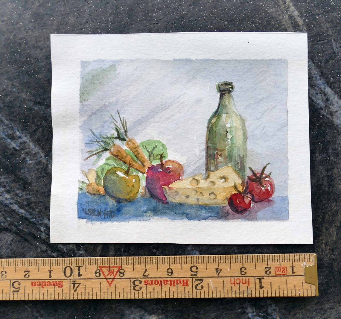 Still Life Food Impressionism Watercolor Painting | Etsy
