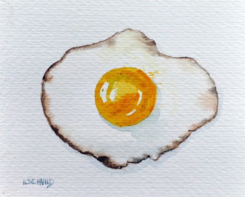 Still Life Food Impressionism Watercolor Painting a Fried - Etsy