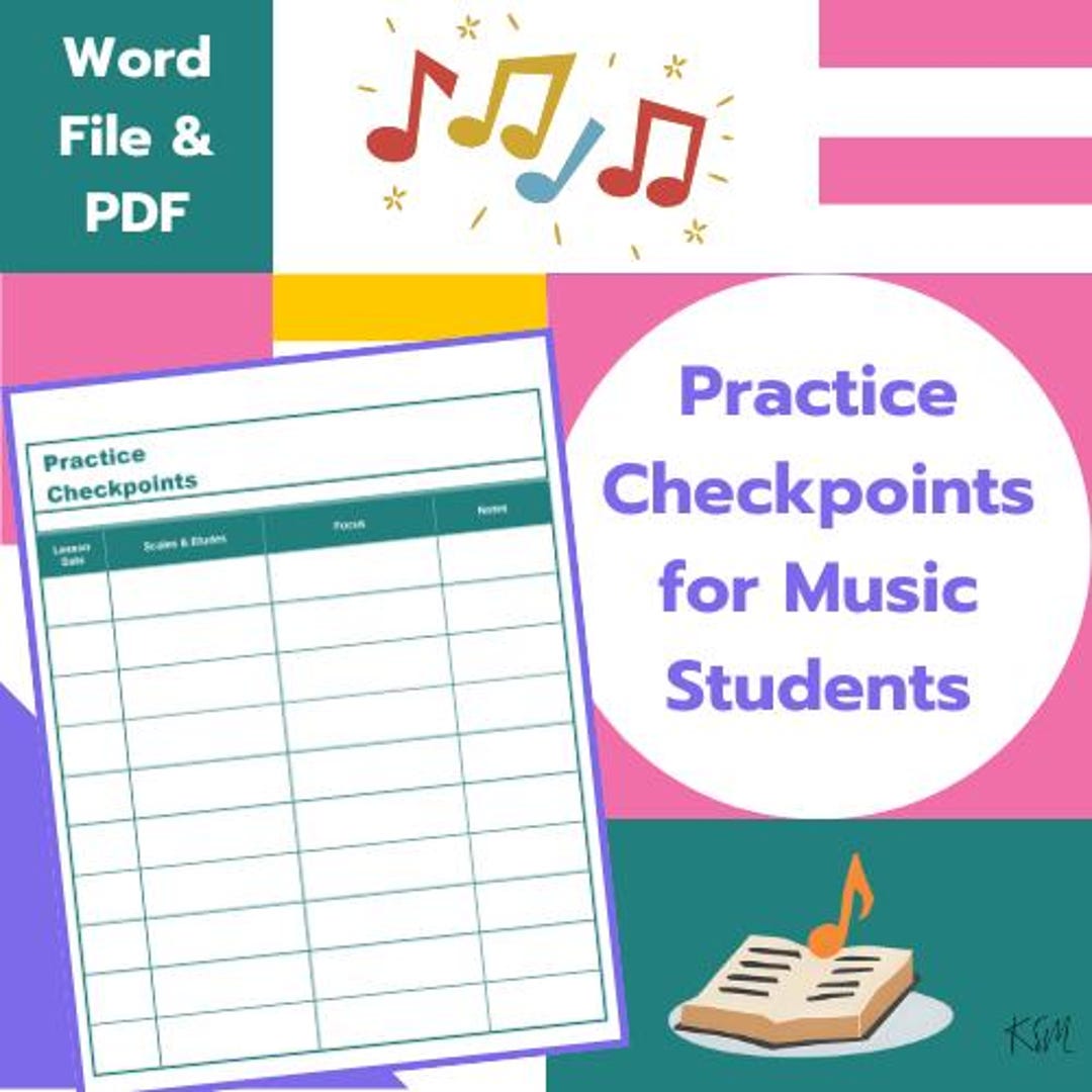Music Practice Checkpoints Planner for Students (PDF & Word) - Etsy