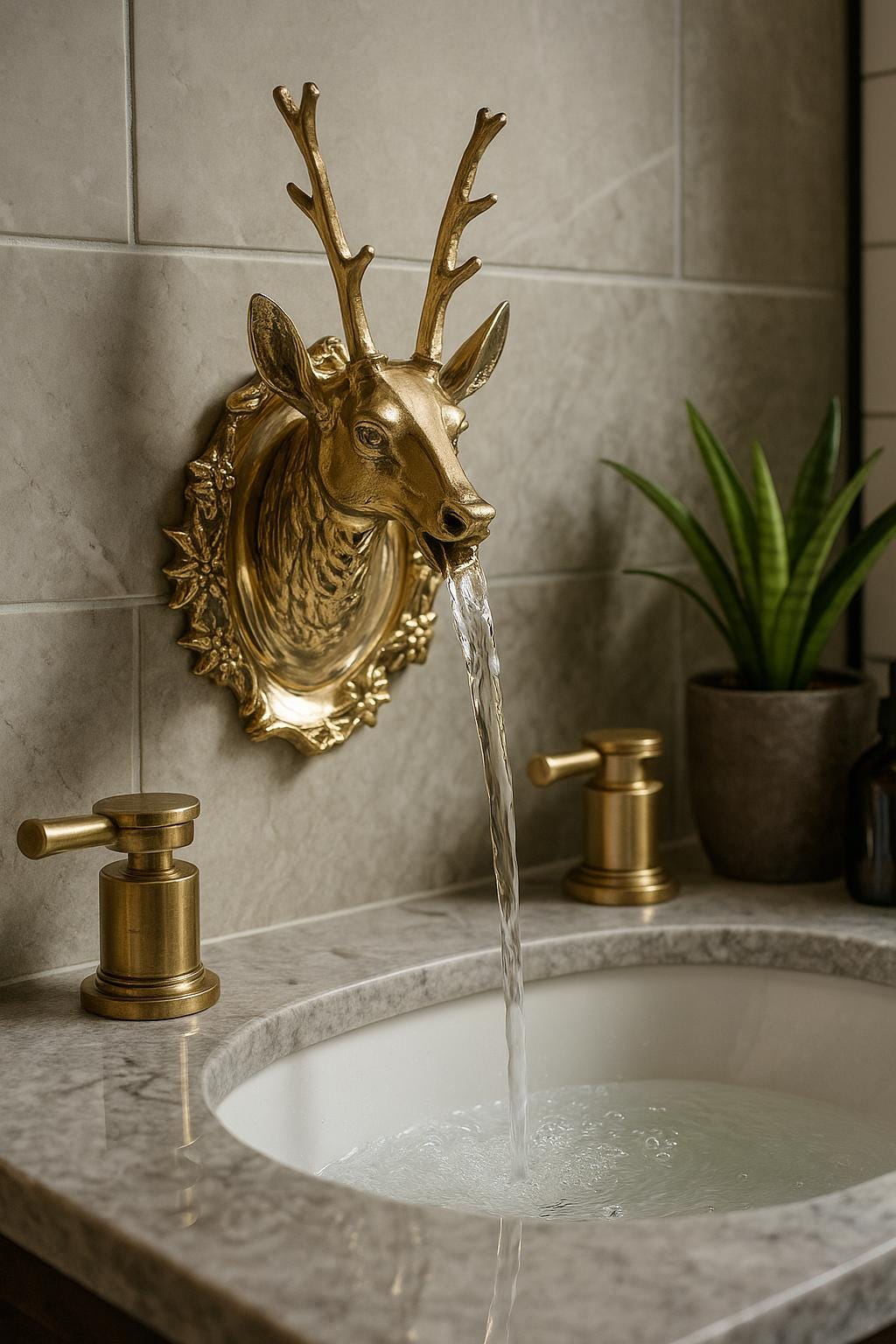 Handmade Moroccan Brass Deer Head Faucet - Luxury Antique Stag Water ...