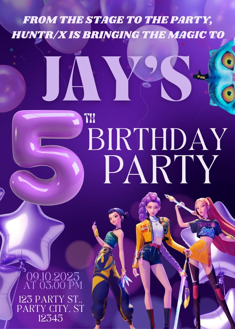 KPOP Demon Hunters Inspo Birthday Party Invitation - Etsy