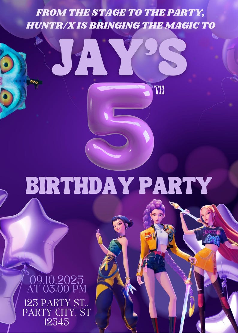 KPOP Demon Hunters Inspo Birthday Party Invitation - Etsy