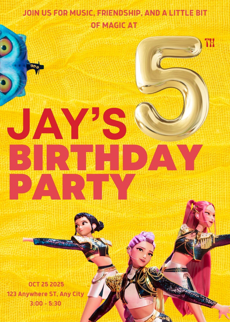 KPOP Demon Hunters Inspo Birthday Party Invitation - Etsy