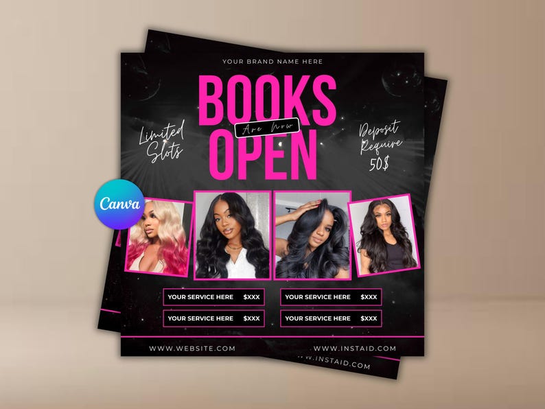 Booking Announcement Flyer Template, Editable Service Promotion ...