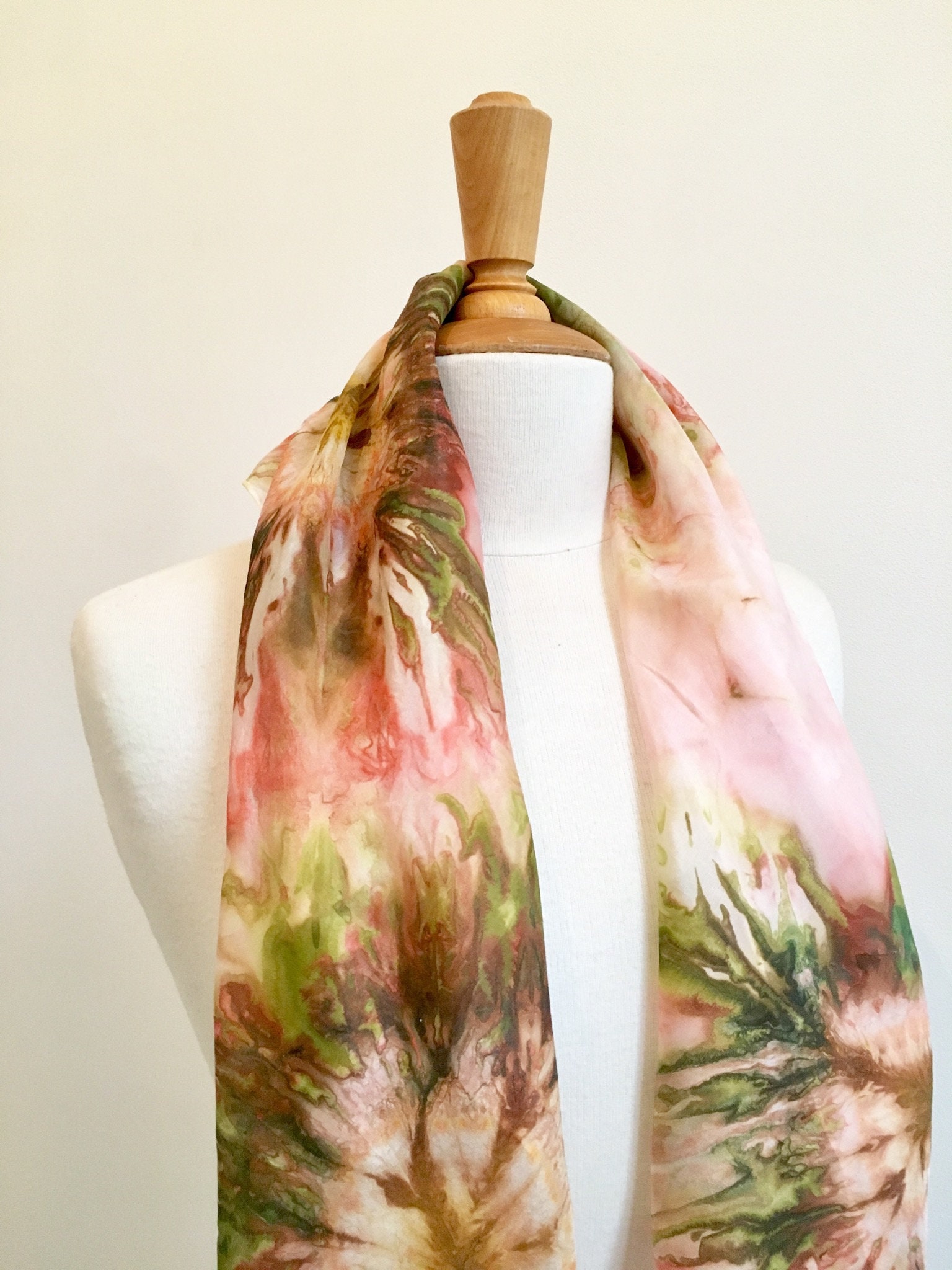 Hand painted silk scarf Abstract flower design scarf in warm | Etsy