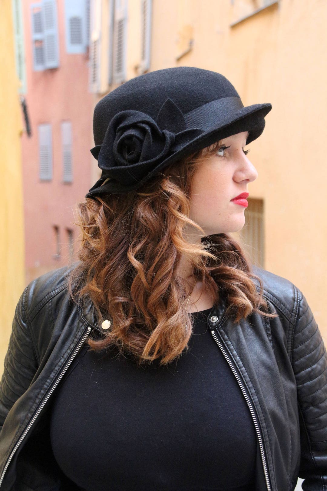 Black Wool Felt Cloche Hat: Handmade 1920s Flapper Style - Etsy
