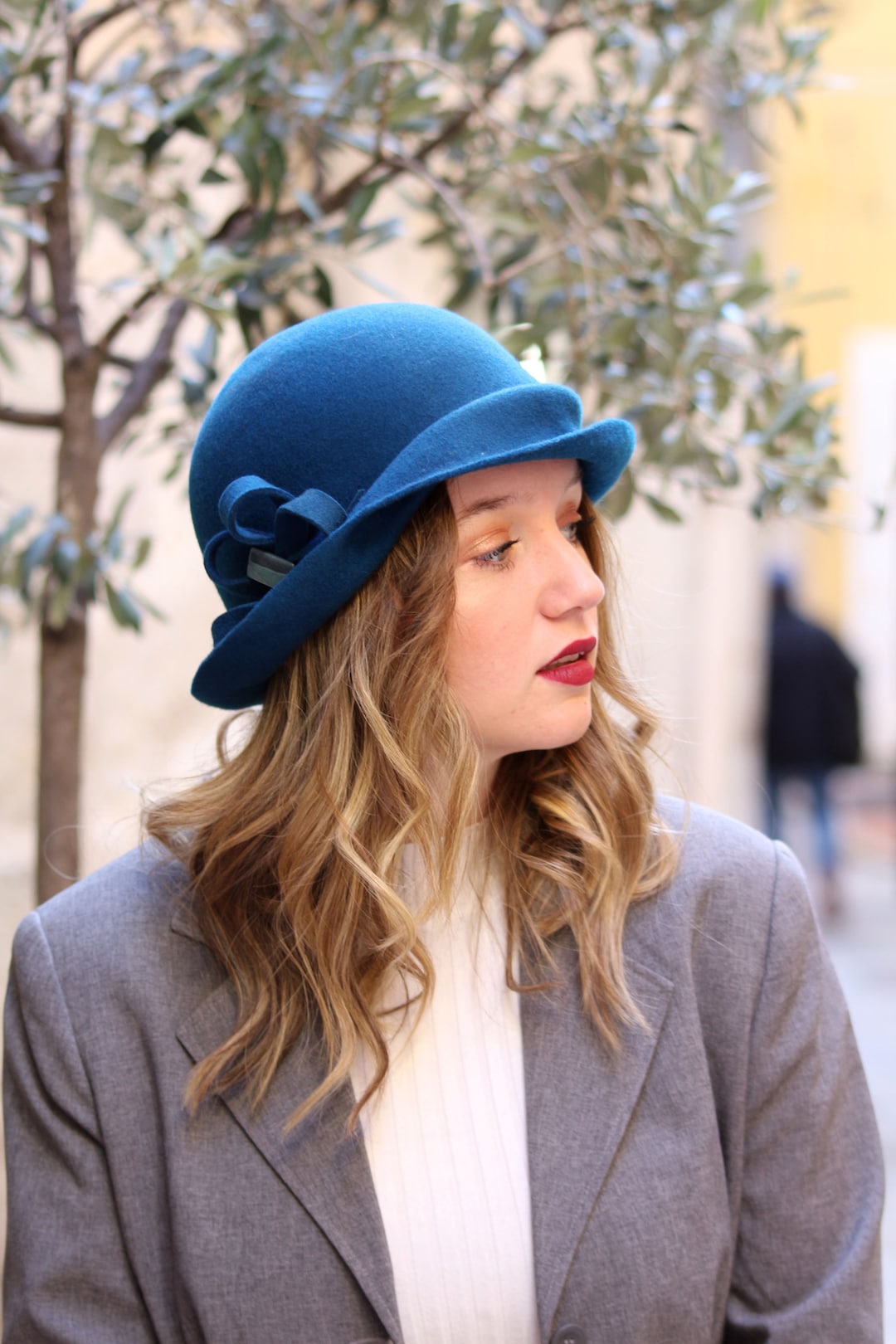 Petrol Blue Wool Felt Hat, Handmade in France. Blue Cloche Hat. an ...