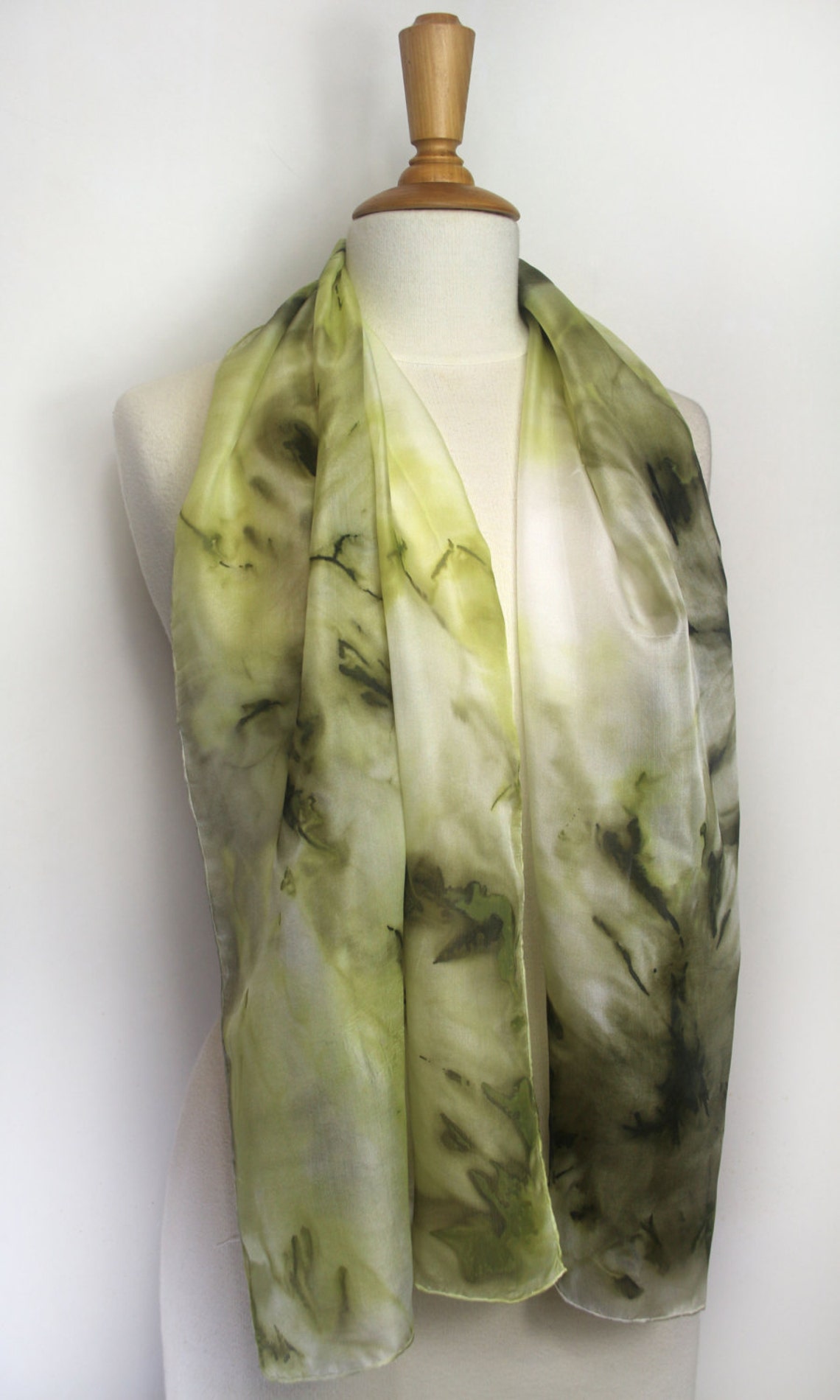 Hand painted khaki green silk scarf. Army green abstract | Etsy