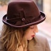 Brown Trilby Hat for Women, Handmade Short Brim Felt Hat With Handmade ...