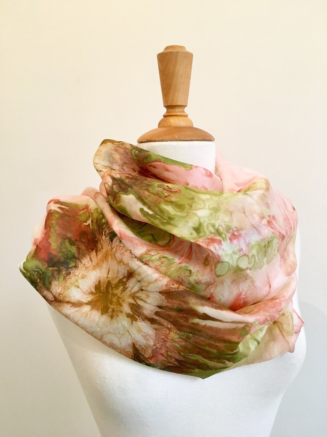 Hand Painted Silk Scarf, Abstract Flower Design Scarf in Warm Pink ...