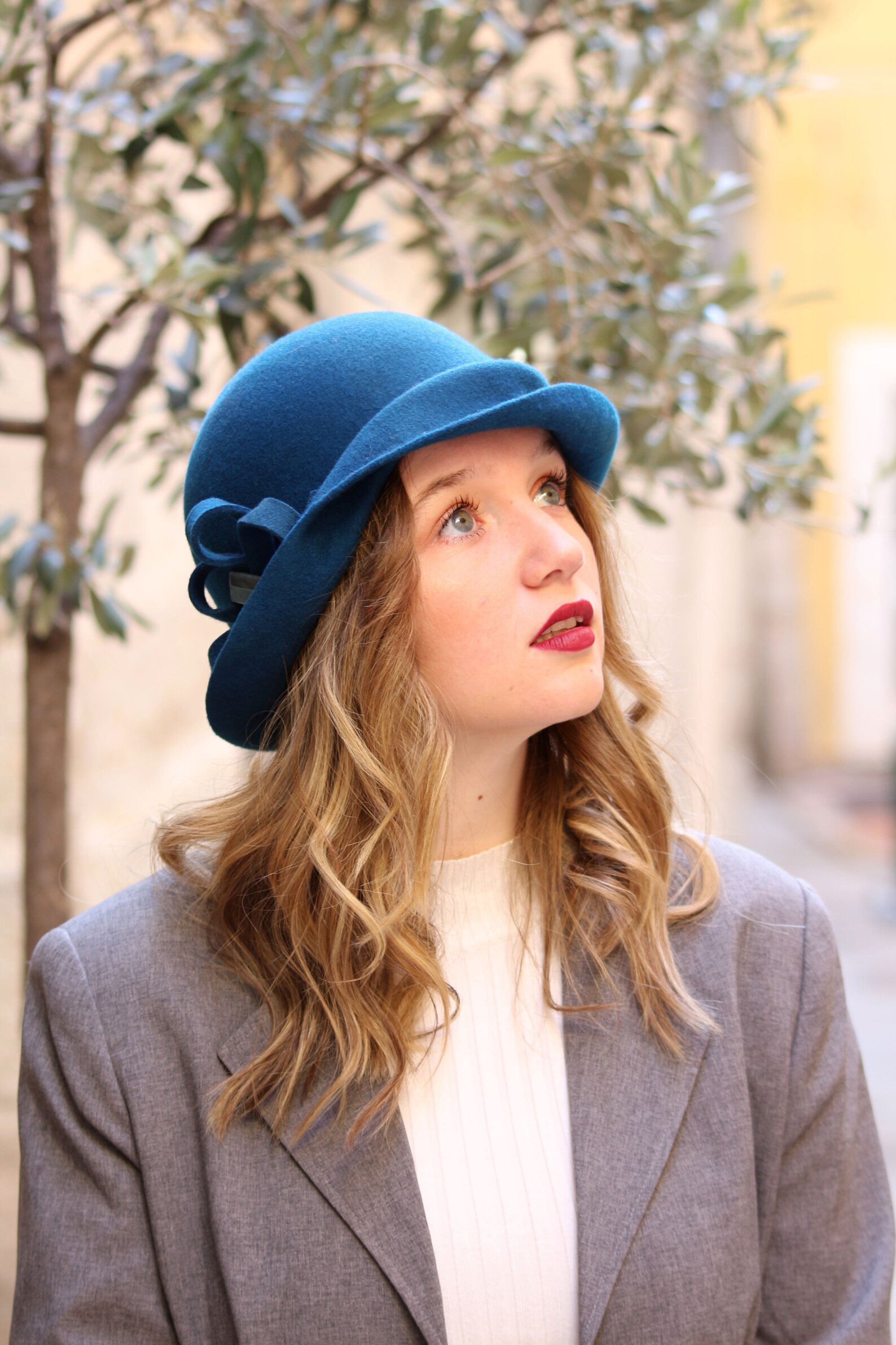 Petrol Blue Wool Felt Hat, Handmade in France. Blue Cloche Hat. an ...