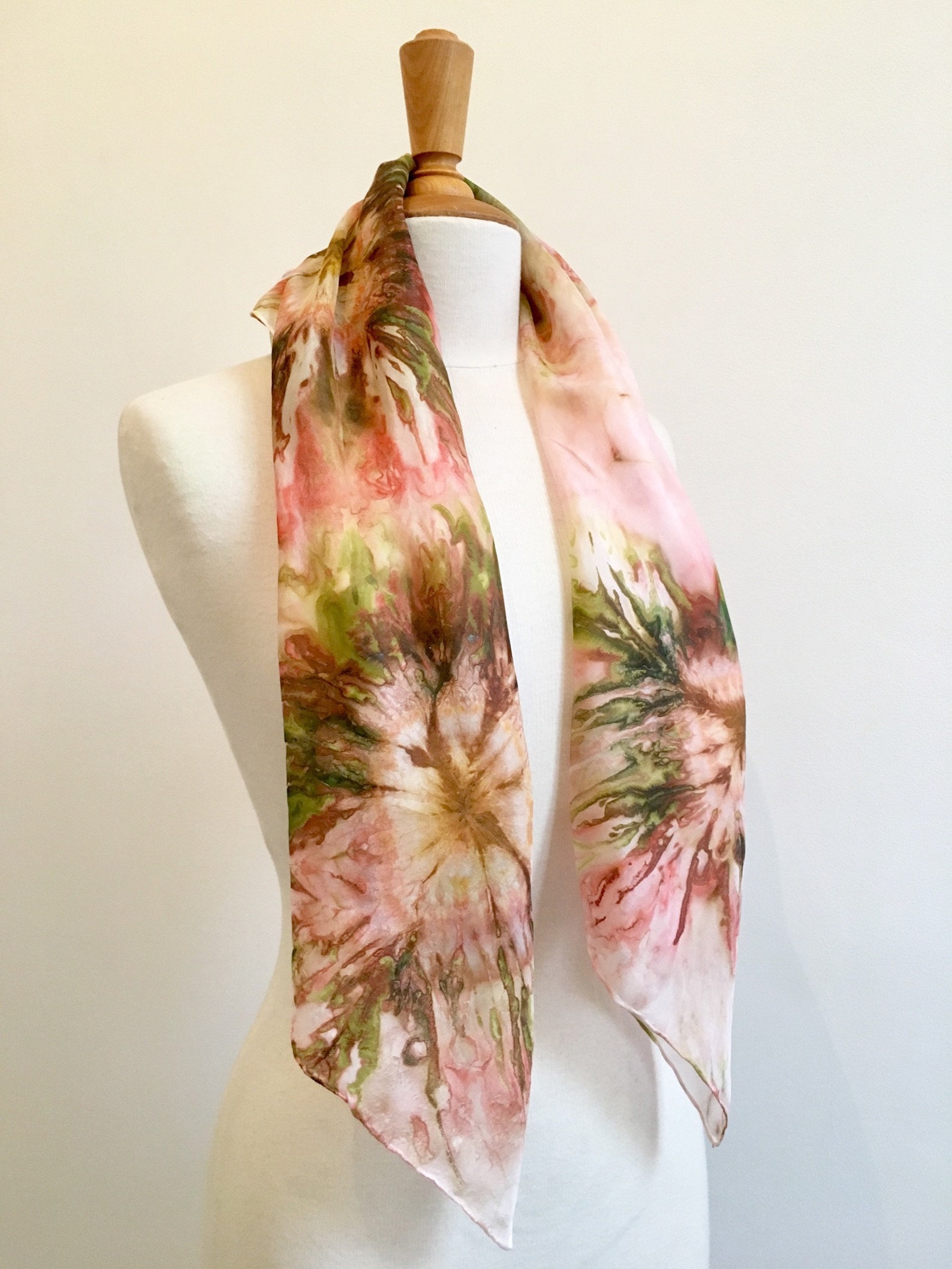 Hand Painted Silk Scarf Abstract Flower Design Scarf in Warm | Etsy